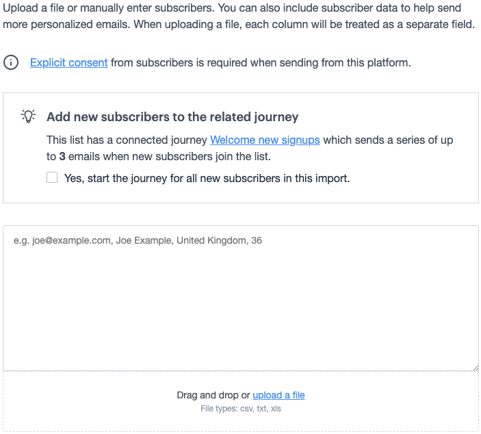 Add subscribers to a list