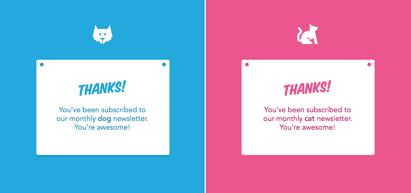 Personalize custom confirmation pages