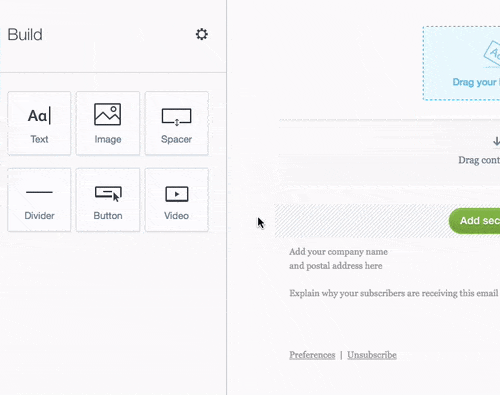 Email builder template section locking