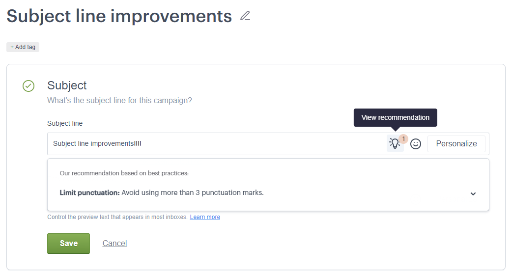 Subject line recommendations
